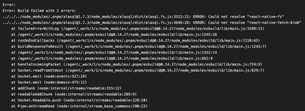 Unresolved React modules in a Node.js environment · Issue #1486 · AlaSQL/alasql · GitHub