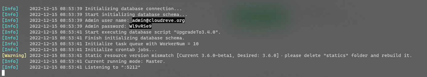 更新到3.6.0正式版后運行出現[Warning] : Static resource version mismatch [Current 3.6.0-beta1, Desired: 3.6. ...