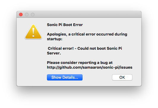 Sonic Pi Boot Error · Issue #1972 · sonic-pi-net/sonic-pi · GitHub