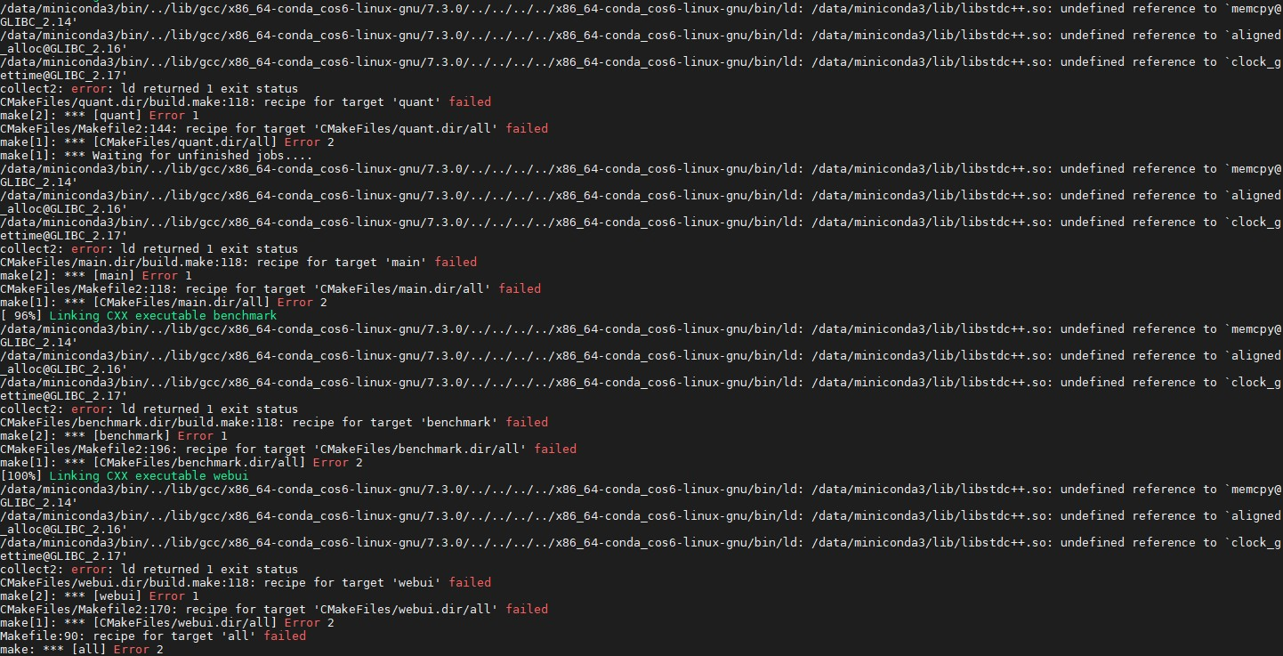在机器上执行cmake -j步骤时报错 · Issue #64 · ztxz16/fastllm · GitHub