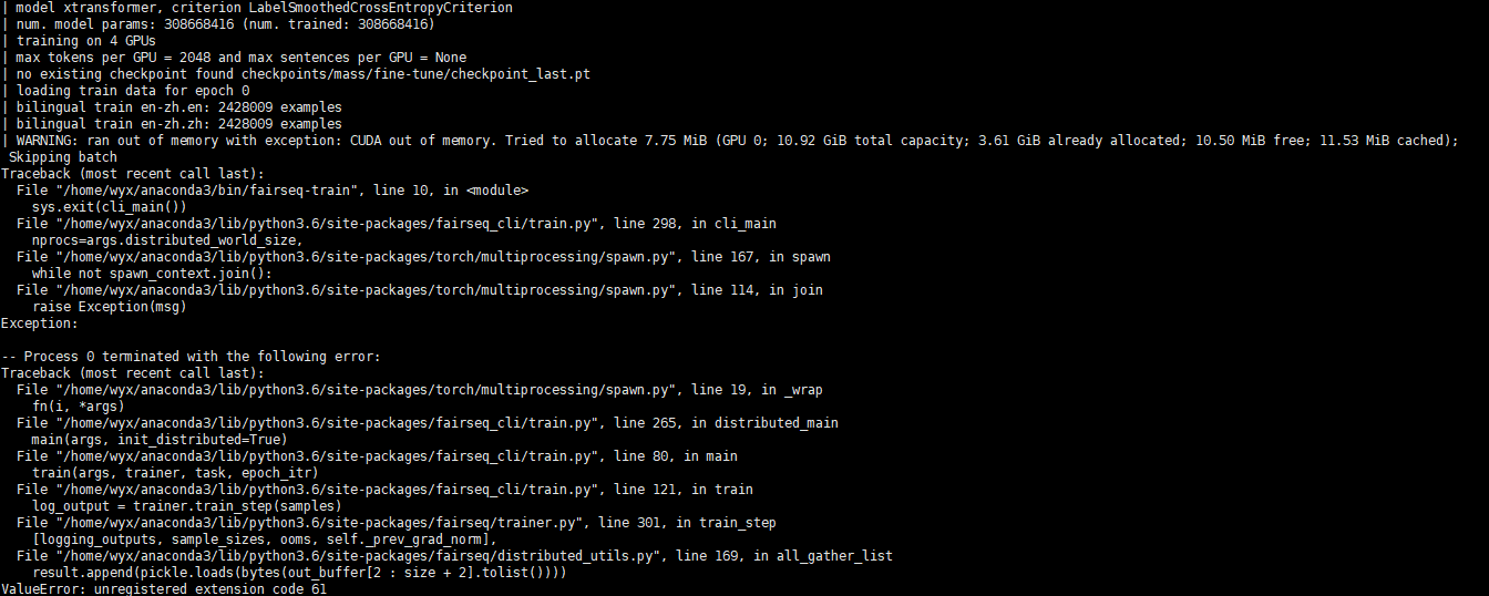 finetune error using provided pretrain supNMT enzh model · Issue #105 ...