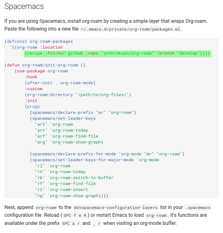 (docs) Update documentation on installation for Spacemacs · Issue #590 · org-roam/org-roam · GitHub