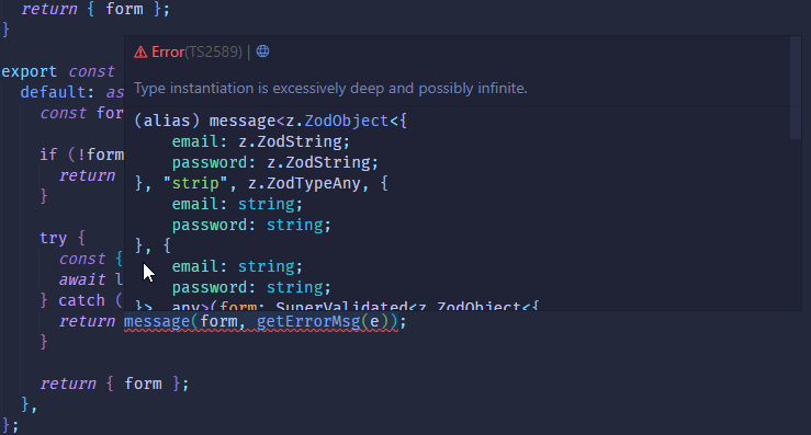 TS Error: Type instantiation is excessively deep and possibly infinite ...