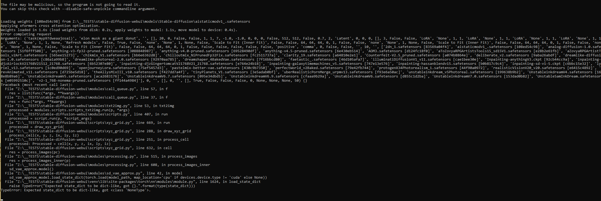 Error verifying pickled file from \stable-diffusion-webui\models\Stable-diffusion\Inpainting ...