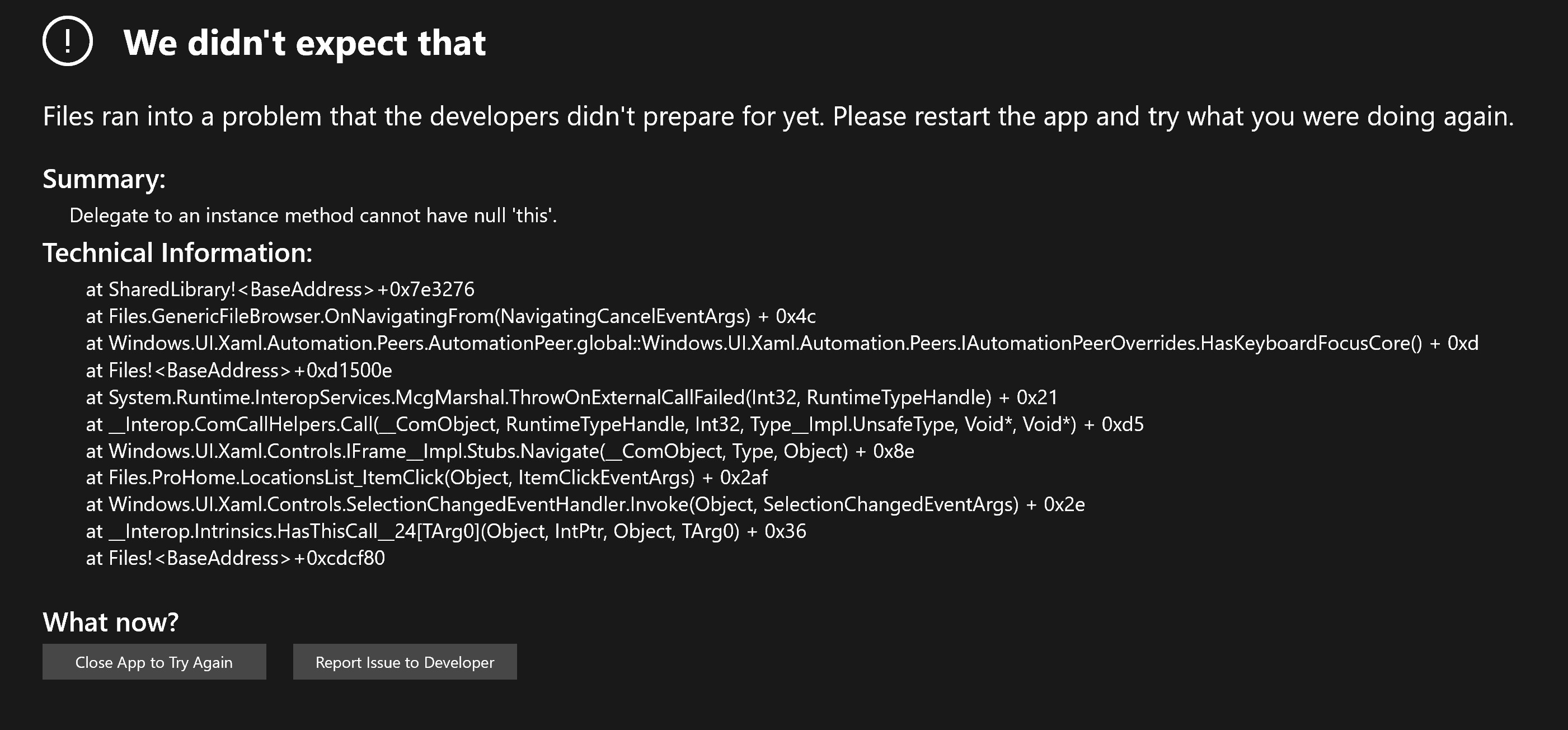 Crash on Windows 10 (1903) · Issue #122 · files-community/Files · GitHub