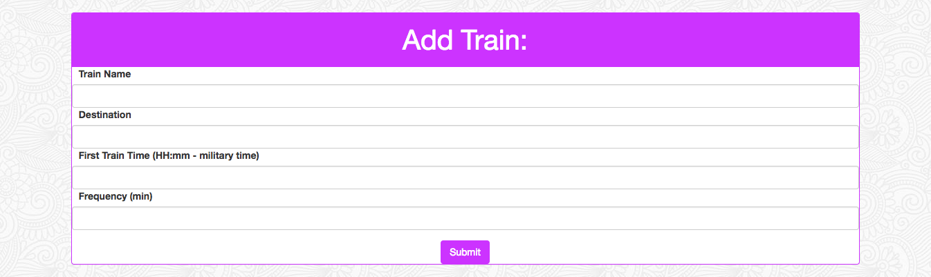 GitHub - MarinaMjames/TrainScheduler: Train Schedule app that allows ...