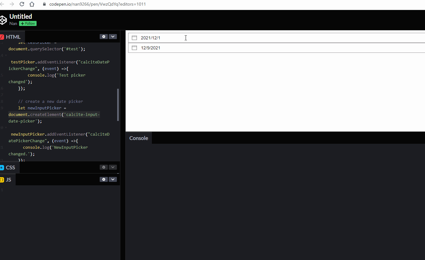 Bug: calciteDatePickerChange always get triggered twice · Issue #3659 · Esri/calcite-design ...