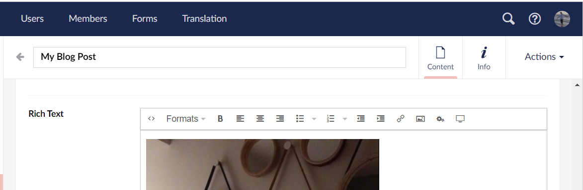 Triggering of the 'Content' Content App 'quick link' menu rollover when you try to click a ...