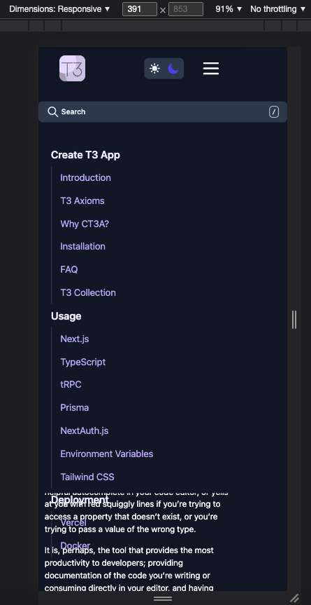 bug: beta.create.t3.gg mobile nav breaks on certain pages · Issue #555 · t3-oss/create-t3-app ...