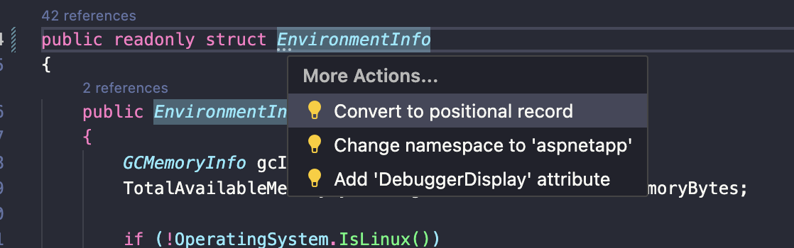 Convert to positional record fails · Issue #6366 · dotnet/vscode-csharp · GitHub