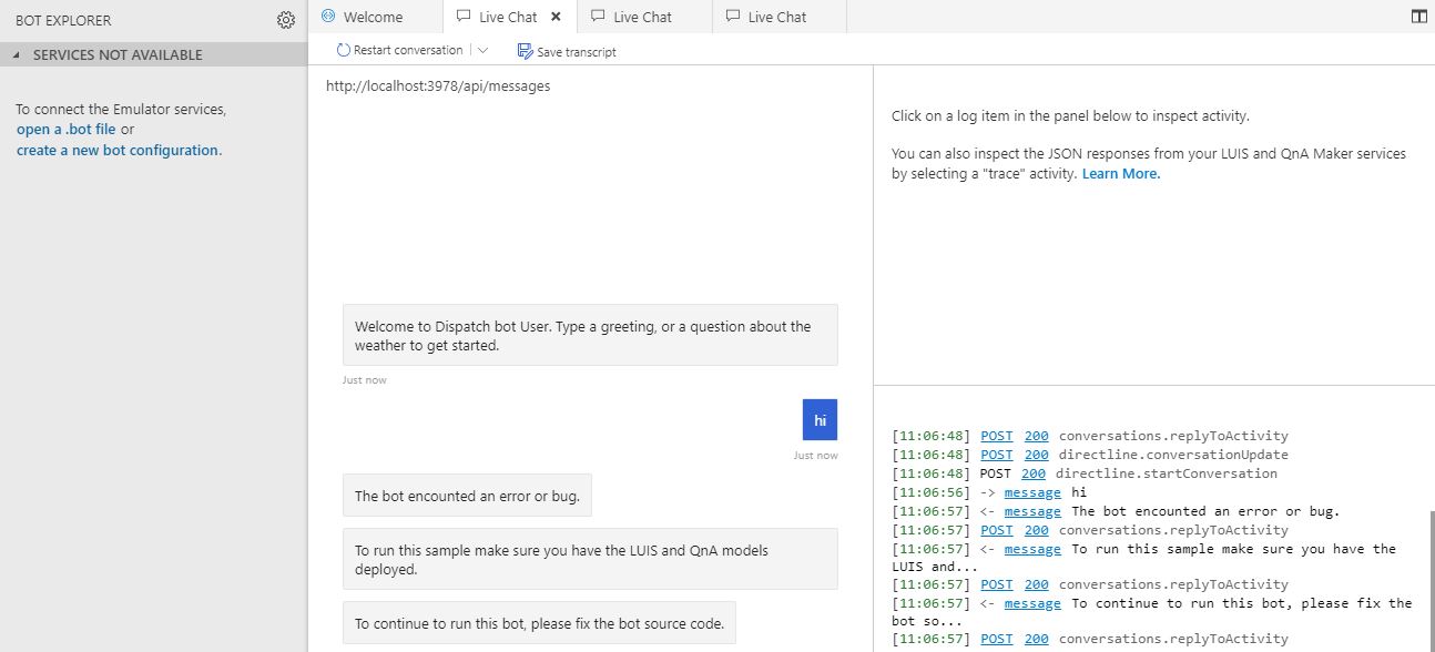 Unable to get response from NLP sample bot · Issue #2016 · microsoft/BotBuilder-Samples · GitHub