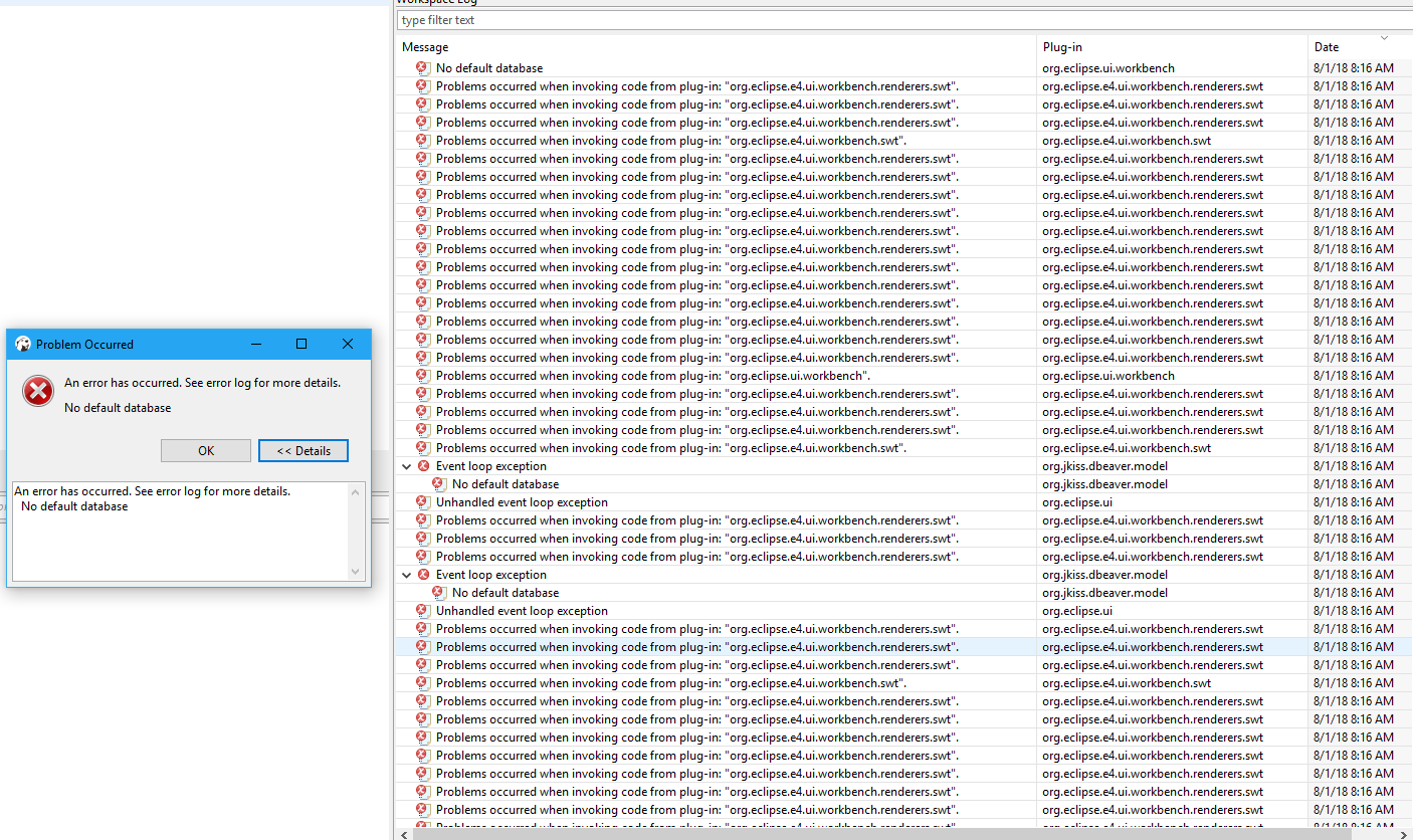 Refresh on Database causes repeated message (No default database) · Issue #3893 · dbeaver ...