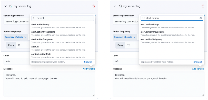 [RAM] Add search bar to action variables popover. · Issue #151899 · elastic/kibana · GitHub