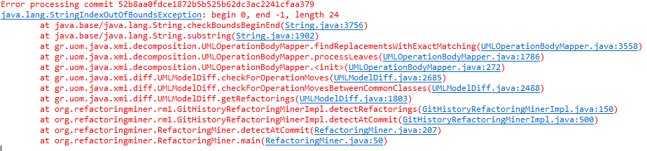 Java Lang Stringindexoutofboundsexception Begin 0 End 1 Length 24 · Issue 228 · Tsantalis