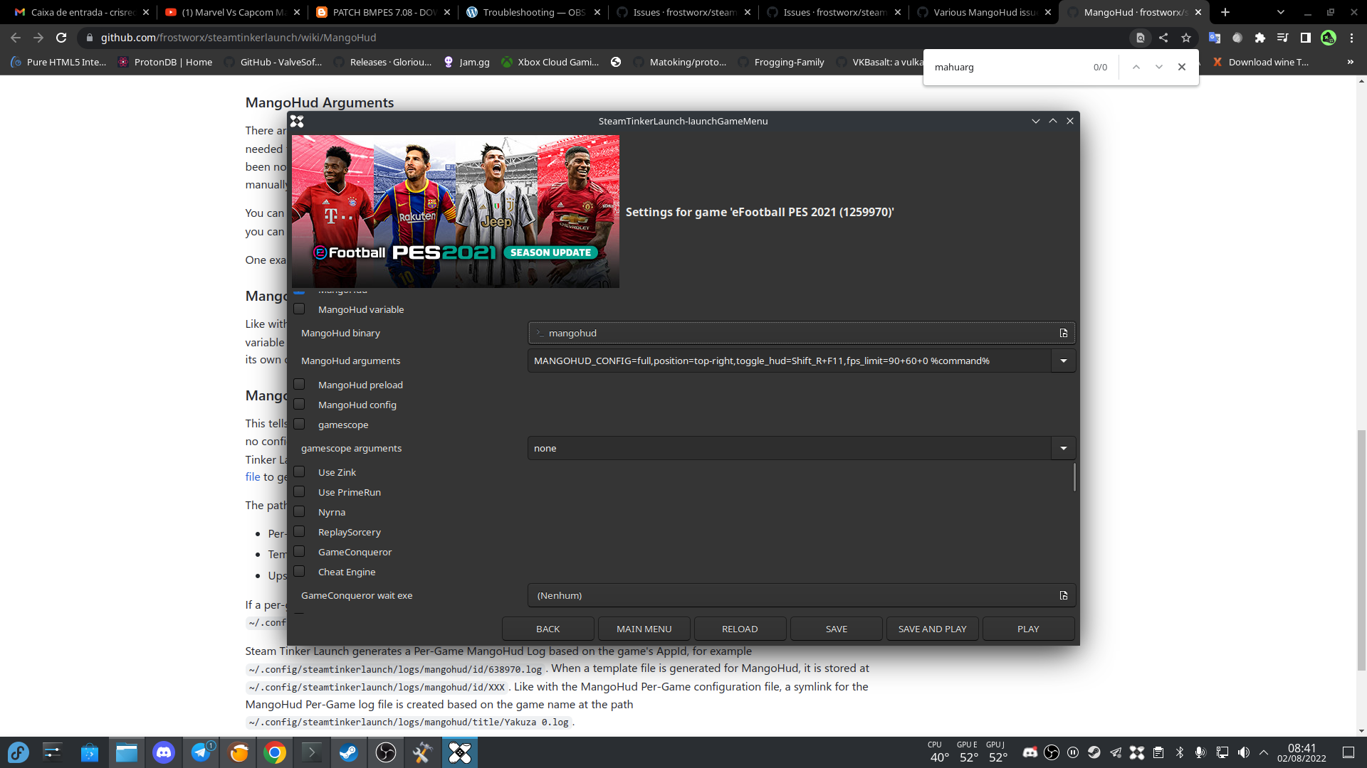 Right way to set mangohud arguments · Issue #532 · sonic2kk/steamtinkerlaunch · GitHub