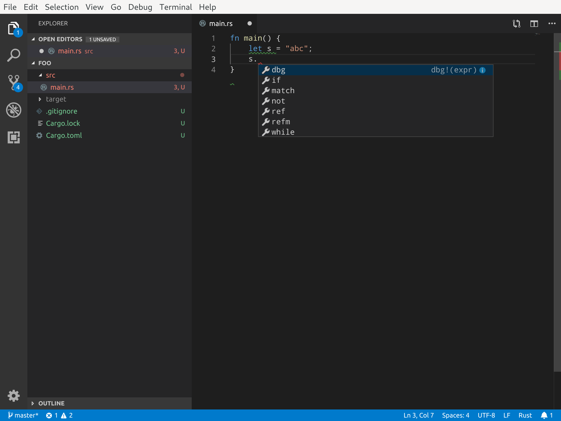the most simple completion · Issue #1135 · rust-lang/rust-analyzer · GitHub