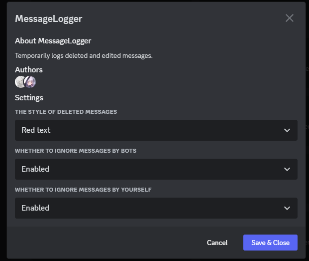 [Bug] Message Logger not ignoring bot edited image posts, not letting you discard history from ...