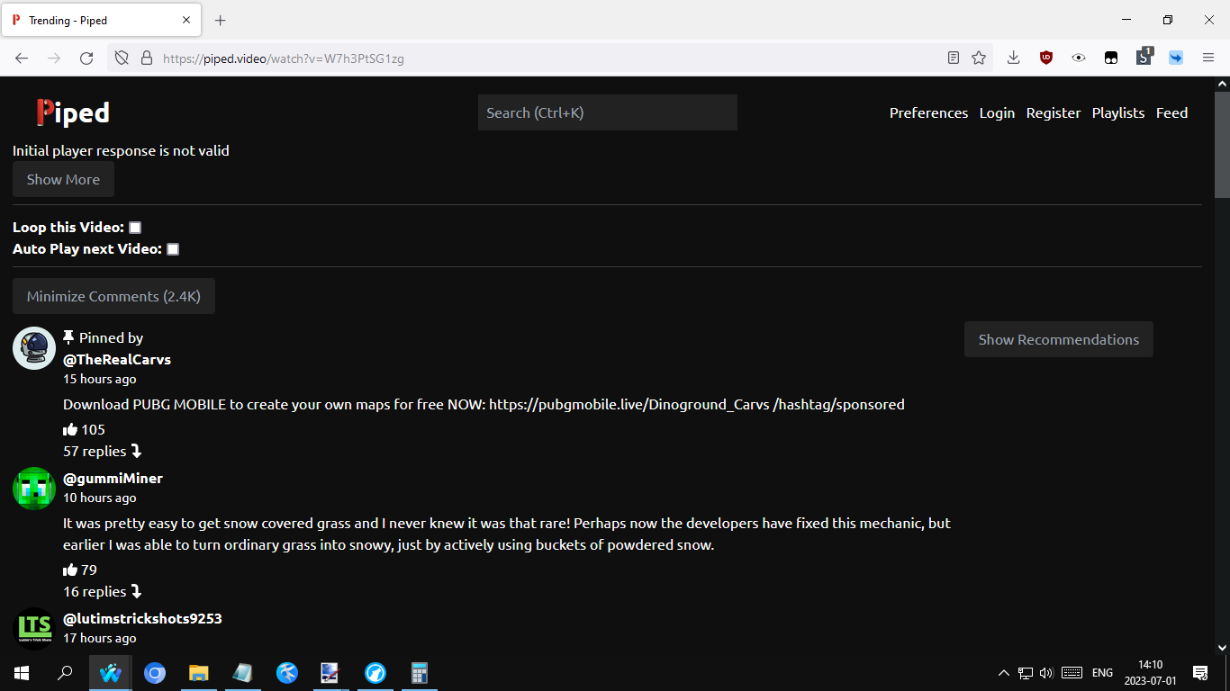 "Initial player response not valid" · Issue #2487 · TeamPiped/Piped · GitHub