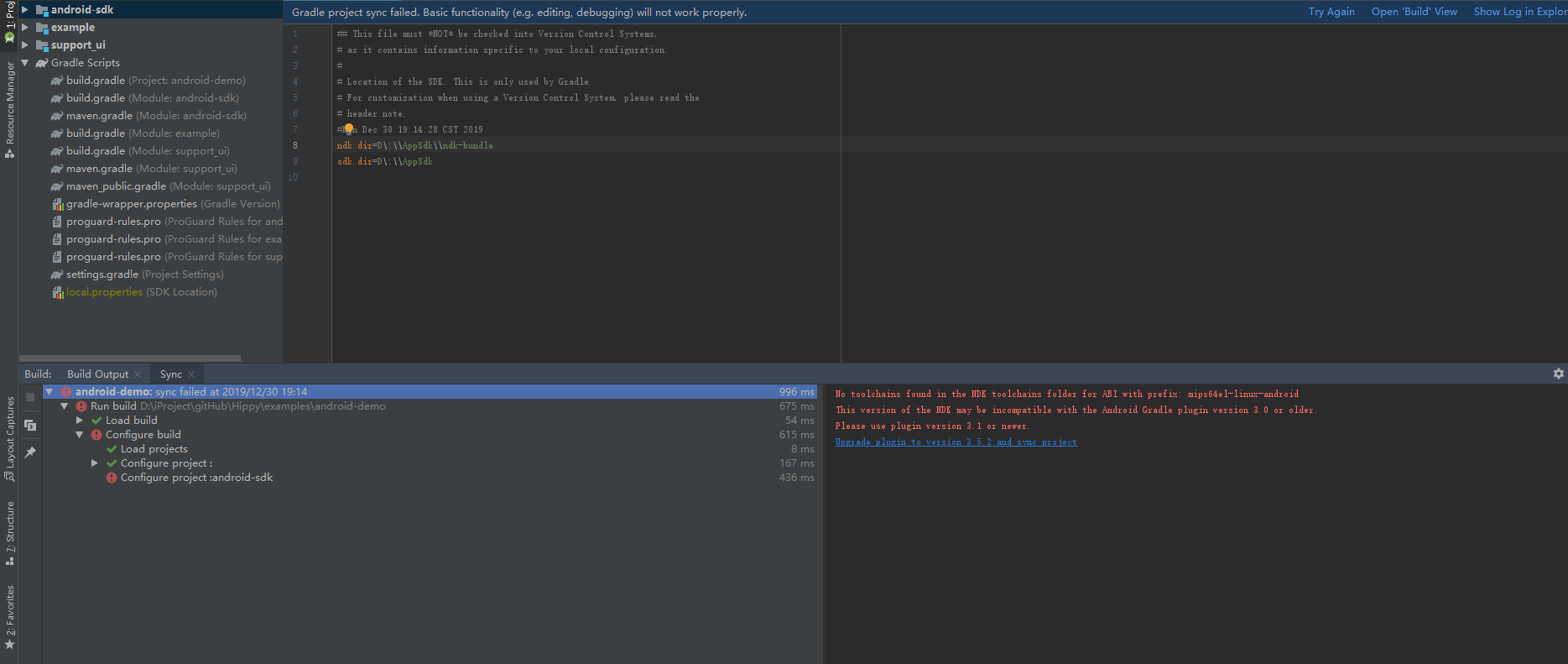 SDK 和 NDK具体是什么版本了？ · Issue #64 · Tencent/Hippy · GitHub