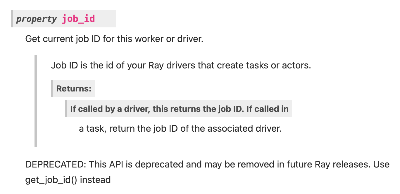 [docs] `deprecated` Annotation Makes Args And Returns Jank · Issue 28494 · Ray Project Ray