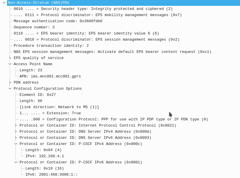 P-GW not setting P-CSCF IPv4/6 Address in E-RABSetupRequest · Issue #207 · open5gs/open5gs · GitHub