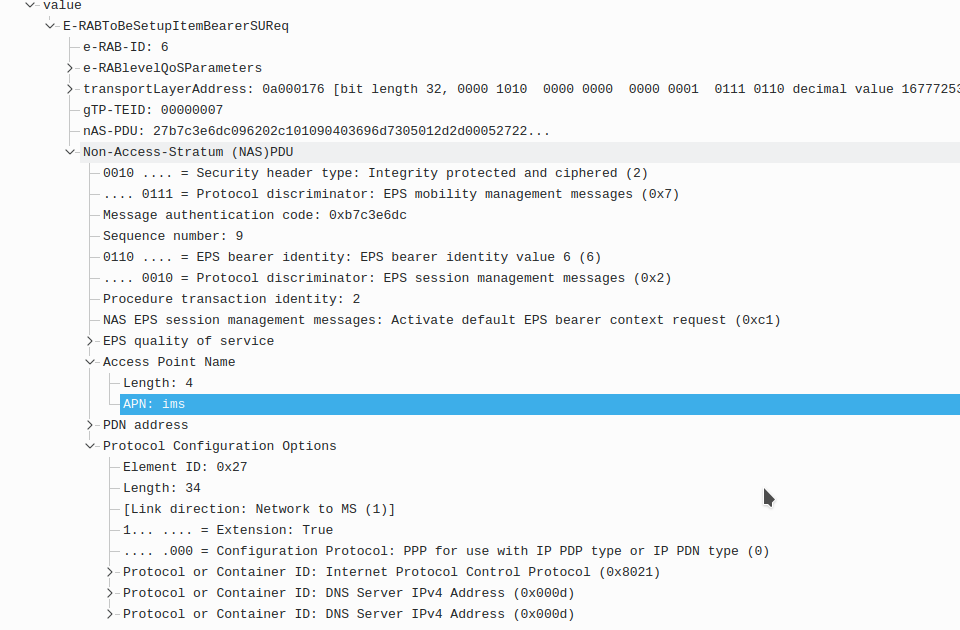 P-GW not setting P-CSCF IPv4/6 Address in E-RABSetupRequest · Issue #207 · open5gs/open5gs · GitHub