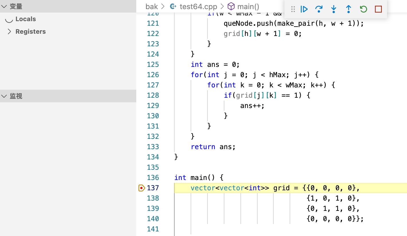 The process of debugger locked in the line of vector or map where define when debug code of C ...
