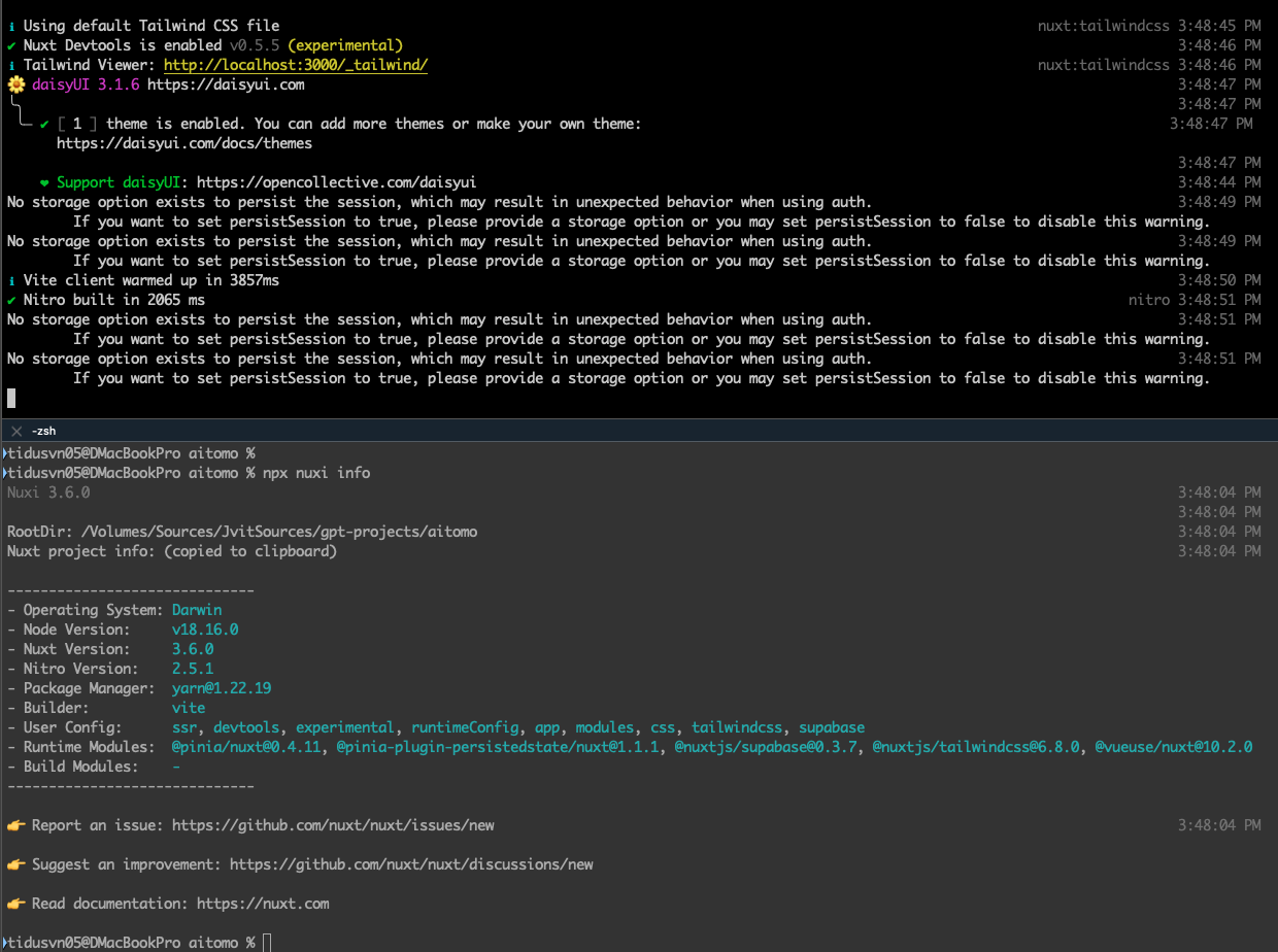 No storage option exists to persist the session, which may result in ...