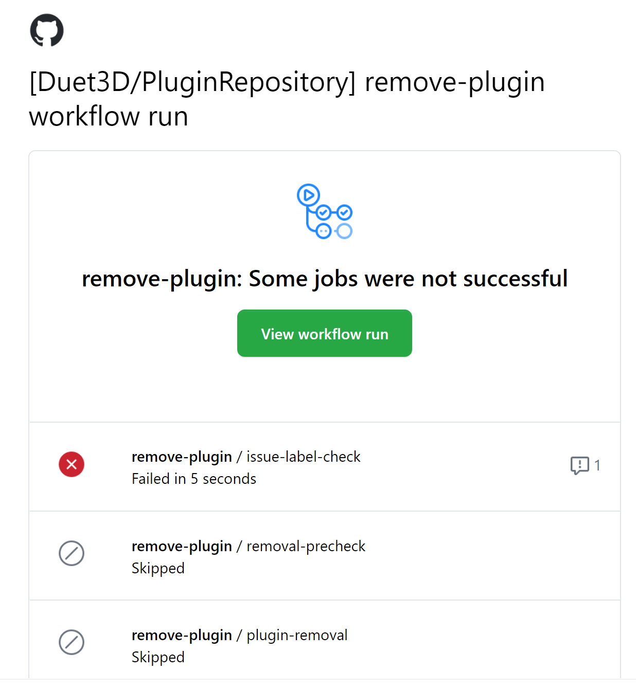 Submission Error In Process · Issue 329 · Duet3dpluginrepository · Github 