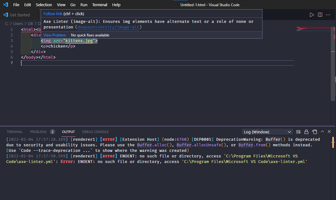 Unable To Start Axe Linter In Vscode · Issue 3308 · Dequelabs Axe Core · Github