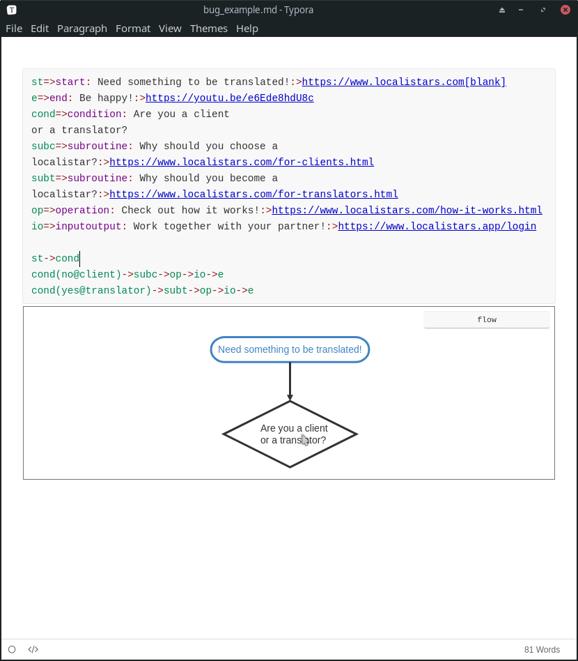Custom branch names in Flowchart do not display · Issue #4498 · typora/typora-issues · GitHub