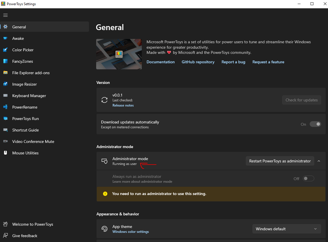Cannot run as administrator · Issue #13965 · microsoft/PowerToys · GitHub