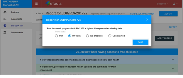 Be able to provide mandatory rating of final report by partner · Issue ...