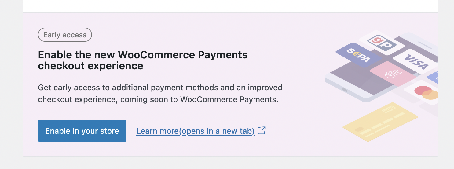 Settings should not get a notification badge to highlight the new WC Payments Checkout ...