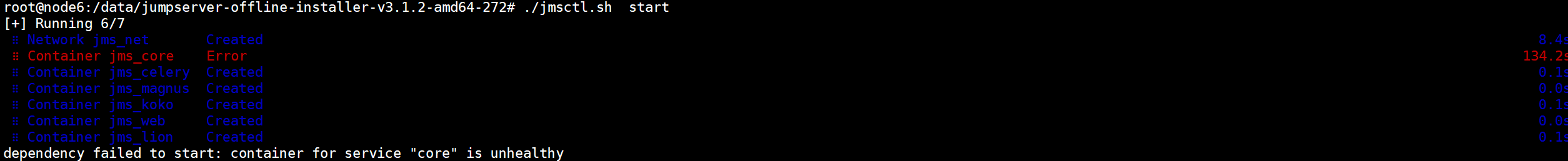 jms_core 一直unhealthy,无法启动 · Issue #10217 · jumpserver/jumpserver · GitHub