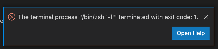 macOS "The terminal process "/bin/zsh '-l'" terminated with exit code: 1." · Issue #118287 ...