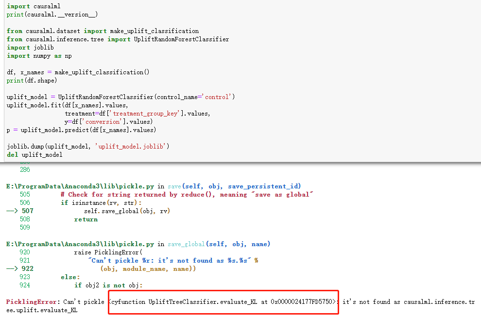 How can I save a "UpliftTreeClassifier" model? · Issue #513 · uber/causalml · GitHub
