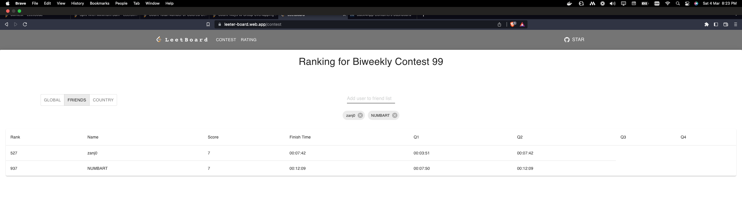 GitHub - NUMBART/leetboard: Site for creating and viewing friend and country leaderboards for ...