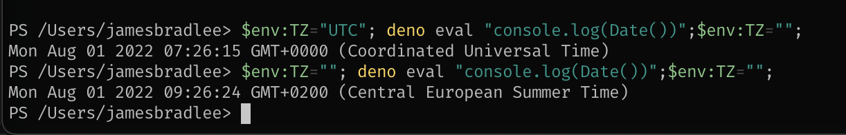 TZ environment variable not respected in PowerShell · Issue #15370 · denoland/deno · GitHub