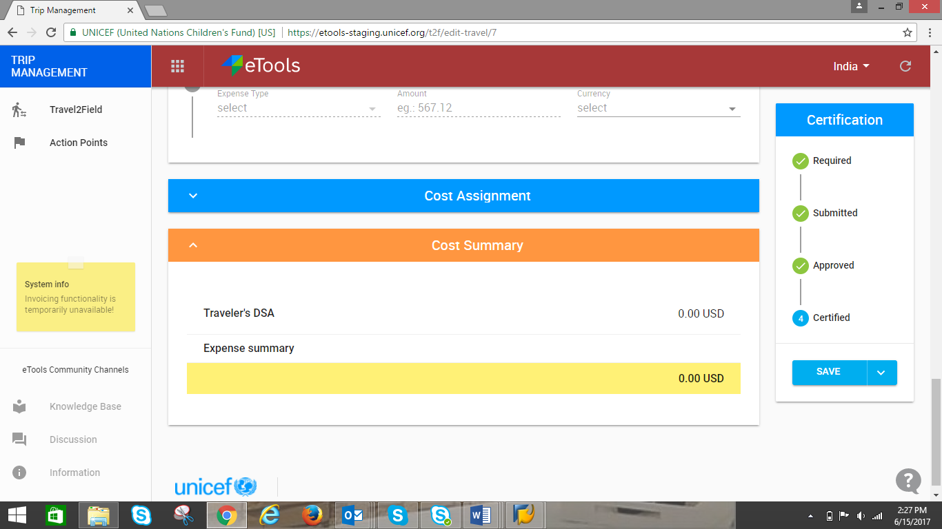 No DSA showing for selected trips (ALM 154) · Issue #465 · unicef/etools-issues · GitHub