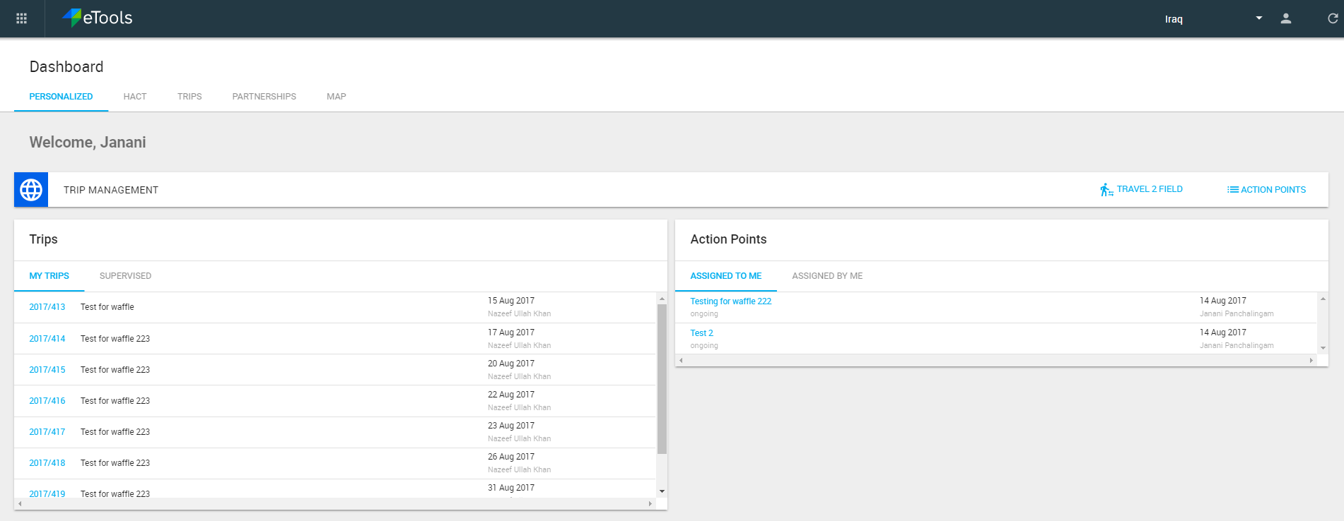 Personalized Dashboard - filter Action Points · Issue #223 · unicef/etools-issues · GitHub