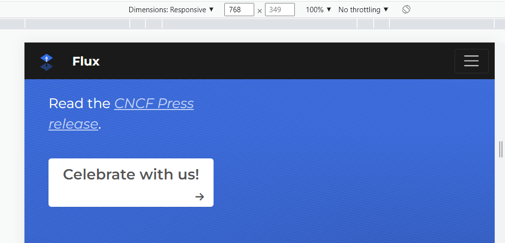 768px arrow moves to another line · Issue #1292 · fluxcd/website · GitHub
