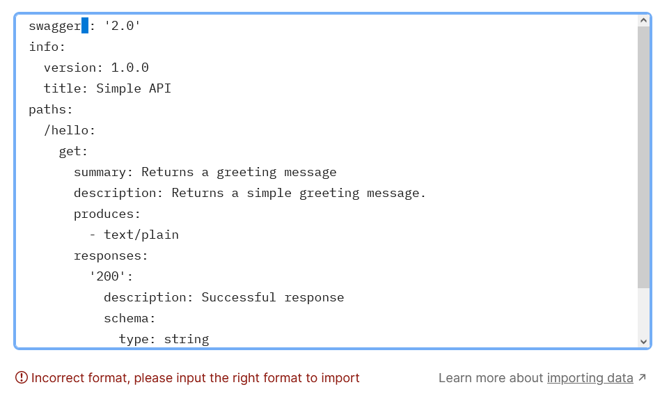 Spaces after "swagger" field name causes an import error · Issue #11883 · postmanlabs/postman ...