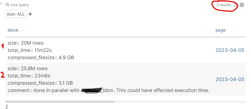 Query table view shows less rows than expected if a block contains 'template' as property ...