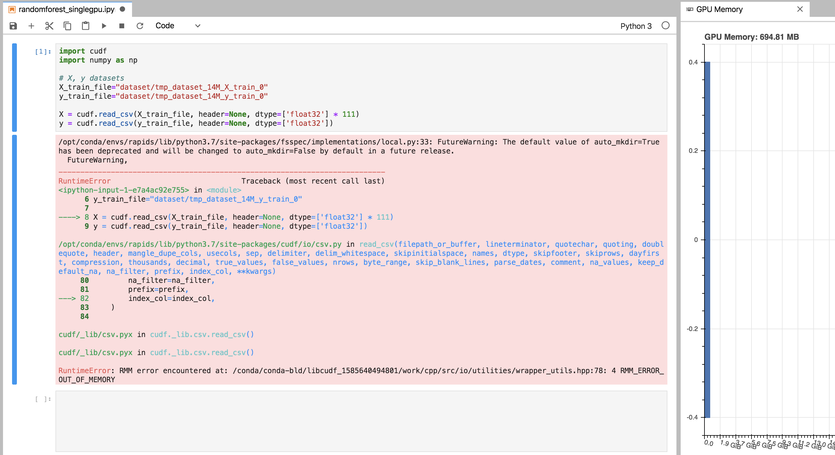 [BUG] cudf.read_csv OOM when loading dataset · Issue #4964 · rapidsai/cudf · GitHub