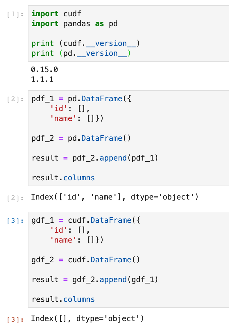 Bug Dataframe Structure Not Created When Appending A Zero Rows Dataframe To An Empty Dataframe
