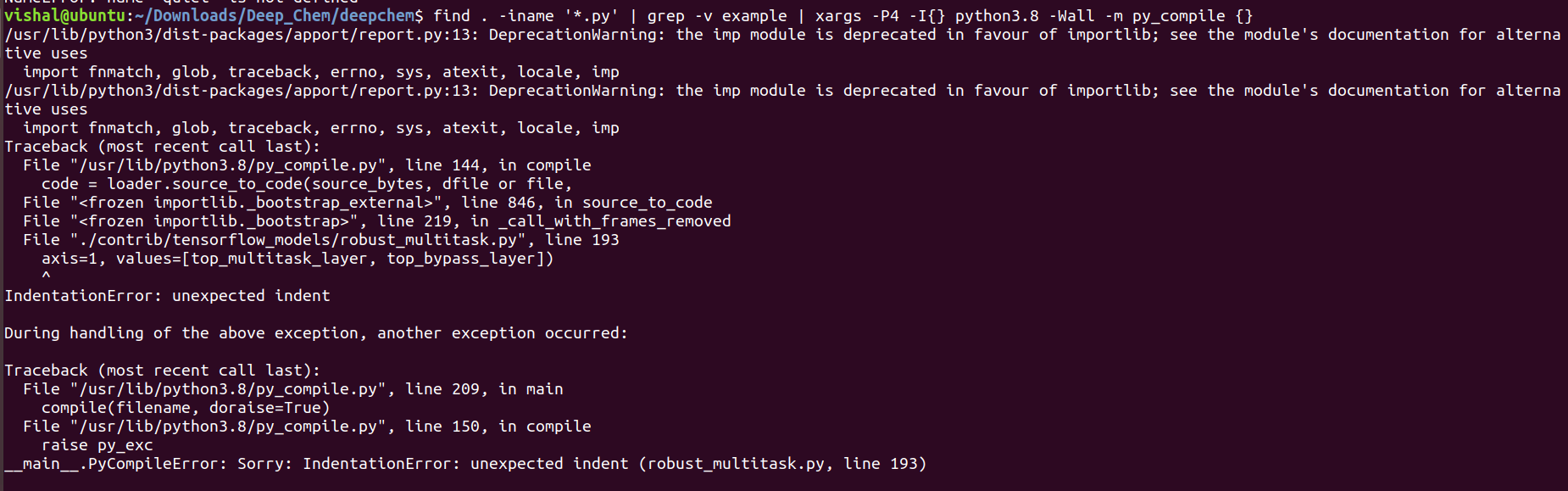Indentation errors in deepchem/contrib/tensorflow_models/robust_multitask.py · Issue #2129 ...