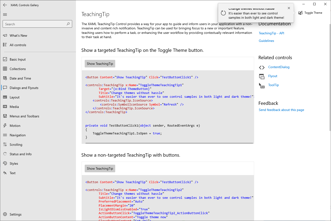 TeachingTip flyout occludes text on 2nd, 3rd, etc. open. · Issue #400 · microsoft/WinUI-Gallery ...