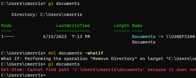 `remove Item Whatif` On Junctions And Symboliclinks Reparsepoints Doesnt Honor ` Whatif