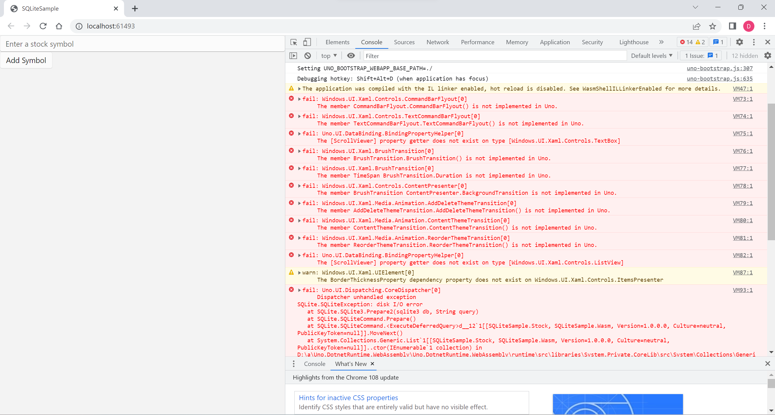 Wasm Net7 Sqlitesample Crashing After Update · Unoplatform Uno · Discussion 10774 · Github